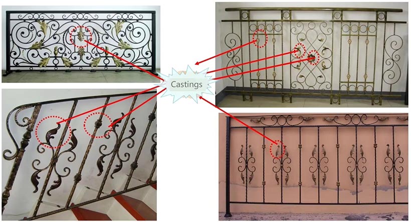 Indoor Staircase Corridor Curved Railing Wrought Iron Balustrades For ...