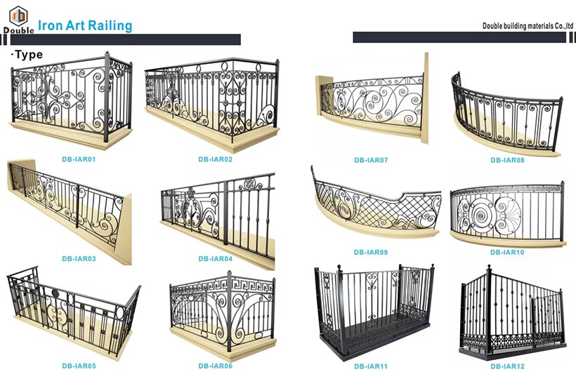 Indoor Staircase Corridor Curved Railing Wrought Iron Balustrades For ...